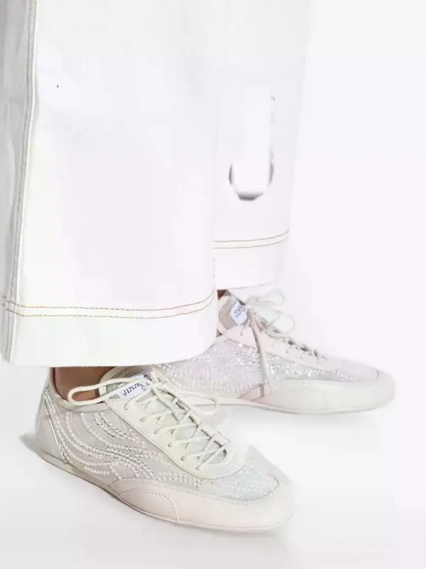 JIMMY CHOO Sunny F Sequin-embellished Sneakers - Neutrals