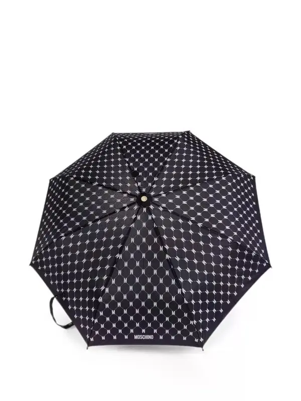 Moschino Monogram Folding Umbrella - Black