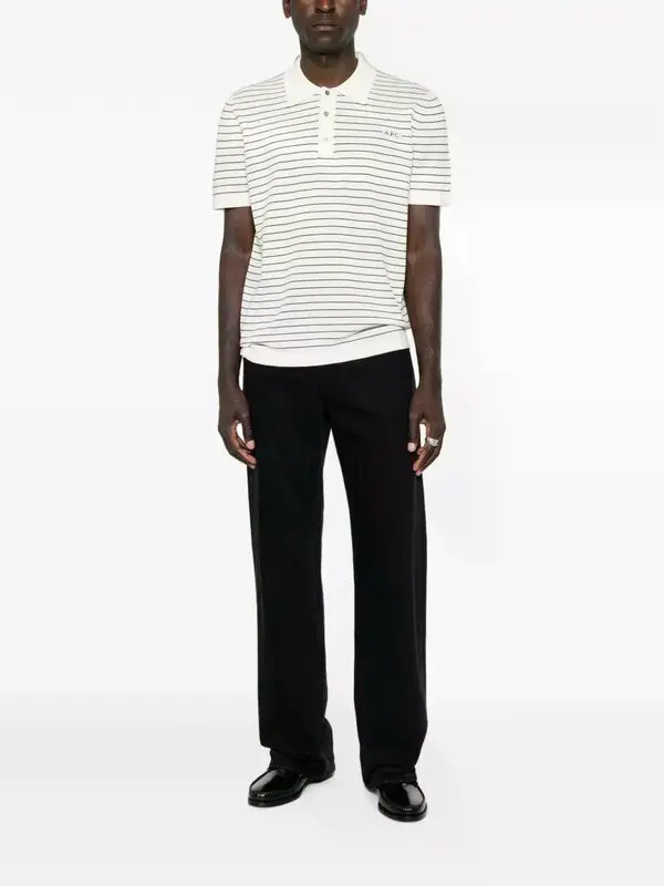 A.p.c. Striped Short-sleeve Polo Shirt - Neutrals