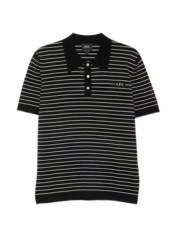 A.p.c. Striped Short-sleeve Polo Shirt - Black