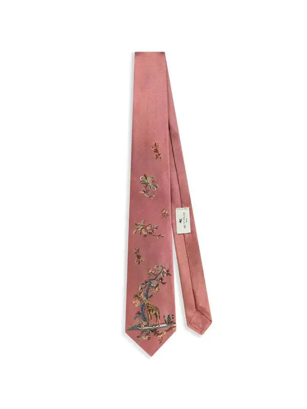 Etro Silk Jacquard Giraffe Motif Neck Tie