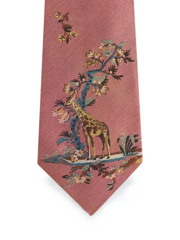 Etro Silk Jacquard Giraffe Motif Neck Tie
