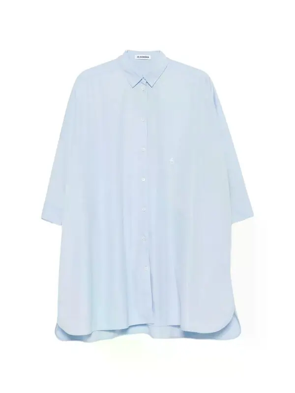 JIL SANDER Oversized Curved-hem Shirt - Blue