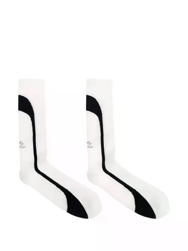 Balenciaga Logo-print Ribbed-knit Crew Socks - White