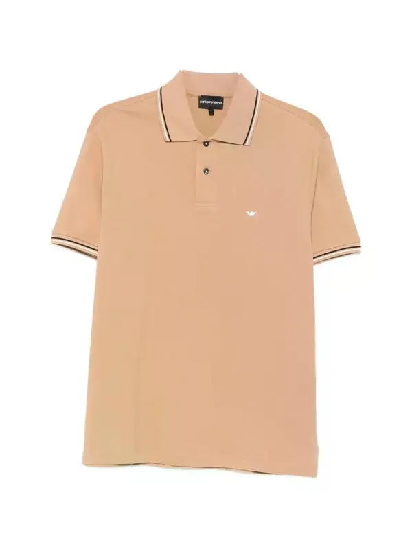 Emporio Armani Logo-embroidered Tipped Polo Shirt - Neutrals