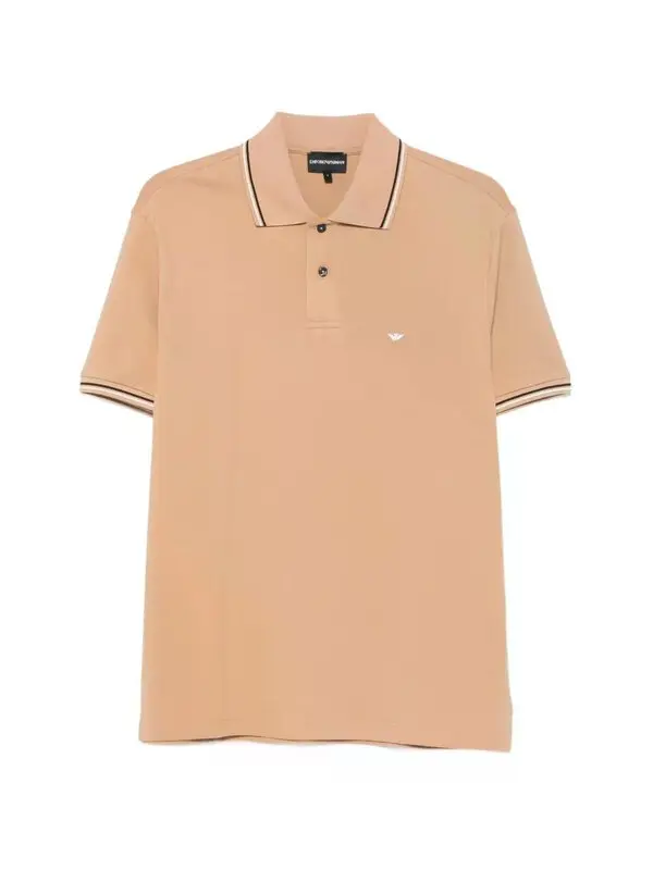 Emporio Armani Logo-embroidered Tipped Polo Shirt - Neutrals