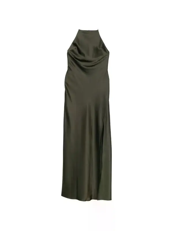 Patrizia Pepe Satin Halterneck Dress - Green