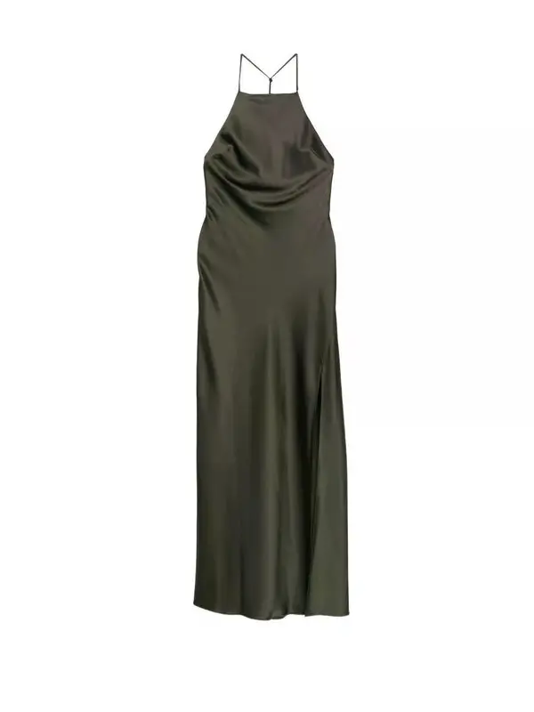 Patrizia Pepe Satin Halterneck Dress - Green