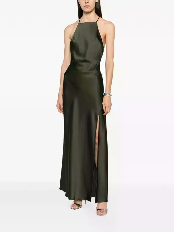 Patrizia Pepe Satin Halterneck Maxi Dress