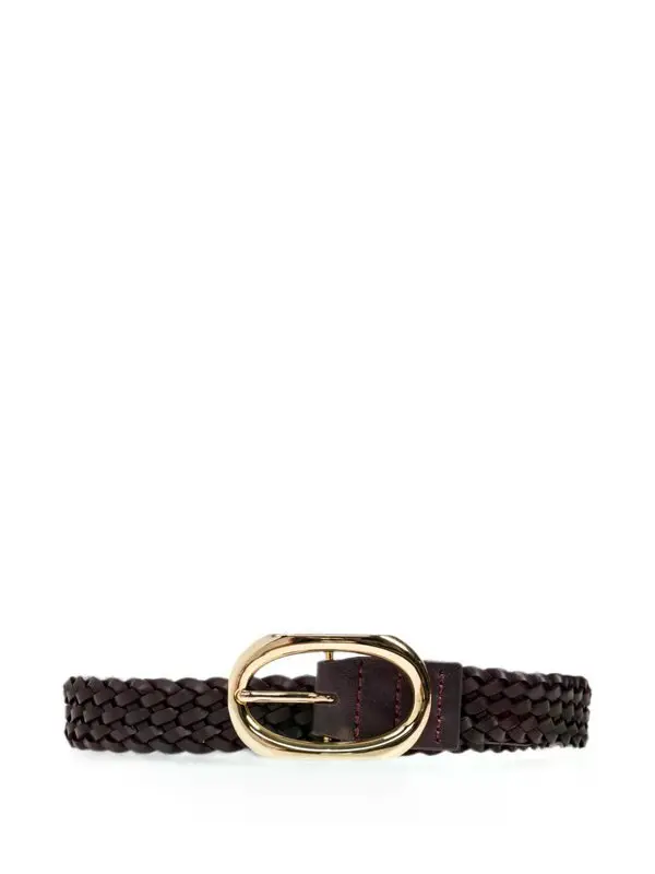 ANINE BING Signature Link Braided Leather Belt - Brown