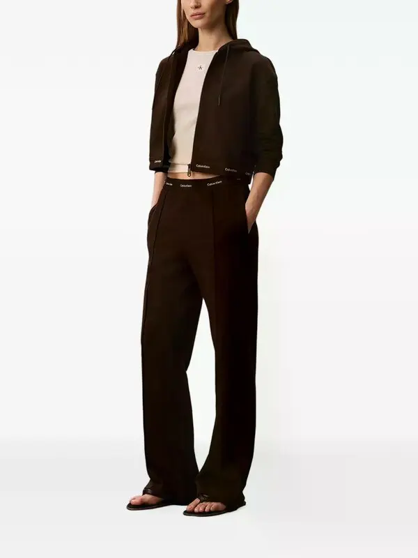 Calvin Klein Logo-waistband Pintuck-detail Track Pants - Brown