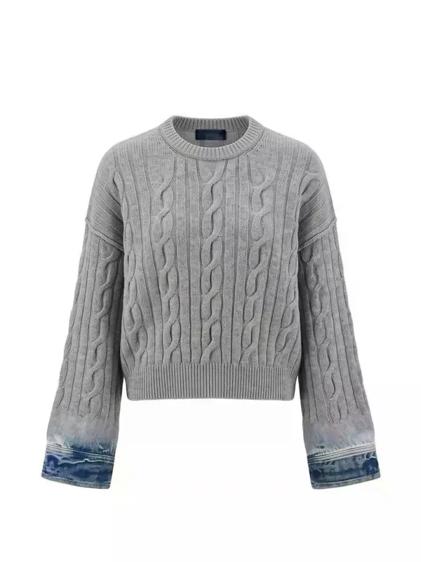 HAIKURE Cable-knit Denim-cuff Sweater