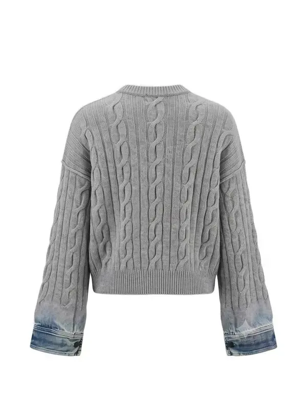 HAIKURE Cable-knit Denim-cuff Sweater