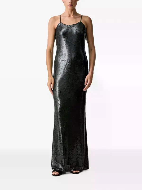 Patrizia Pepe Sequin-embellished Spaghetti-strap Maxi Dress - Grey