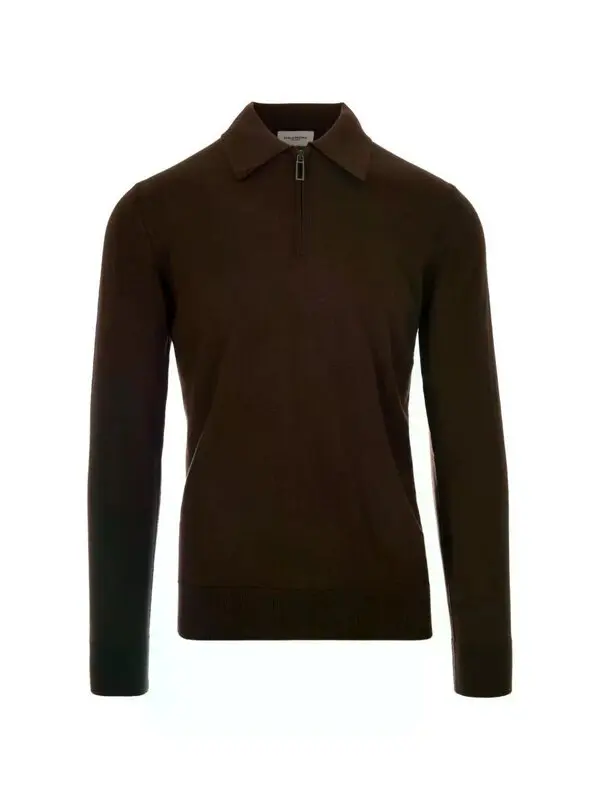 PAOLO PECORA Zip-fastening Long-sleeve Polo Shirt - Brown