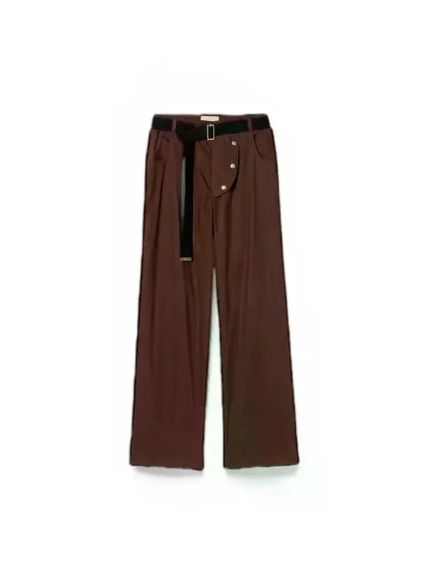 Plan C Light Parachute Belted Asymmetric-front Trousers