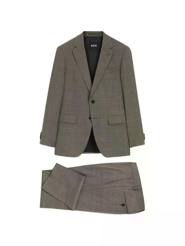 BOSS H-huge Two-piece Slim-fit Suit In Checked Stretch Wool