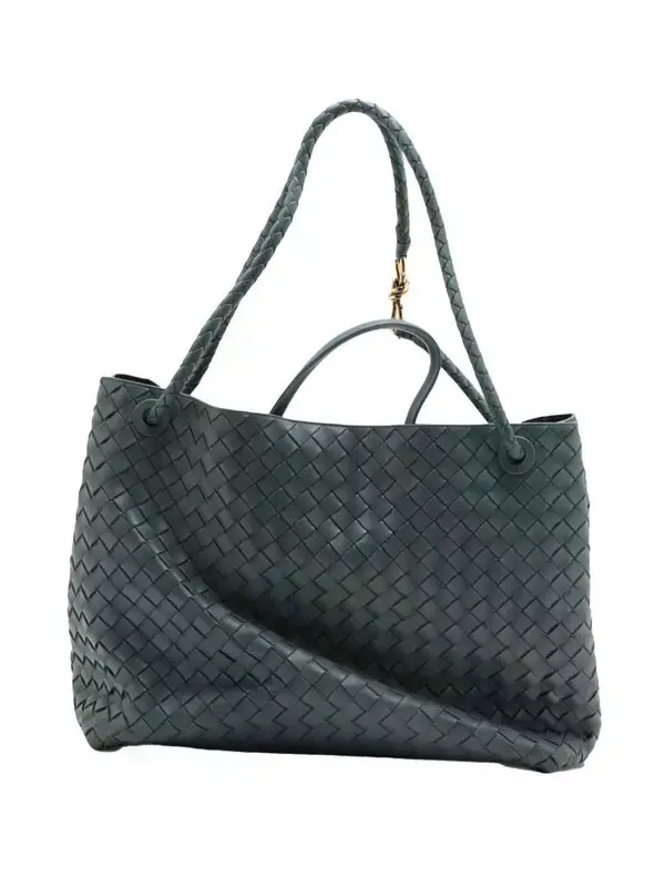 Bottega Veneta 2012-2026 Large Lambskin Intrecciato Andiamo Satchel - Grey