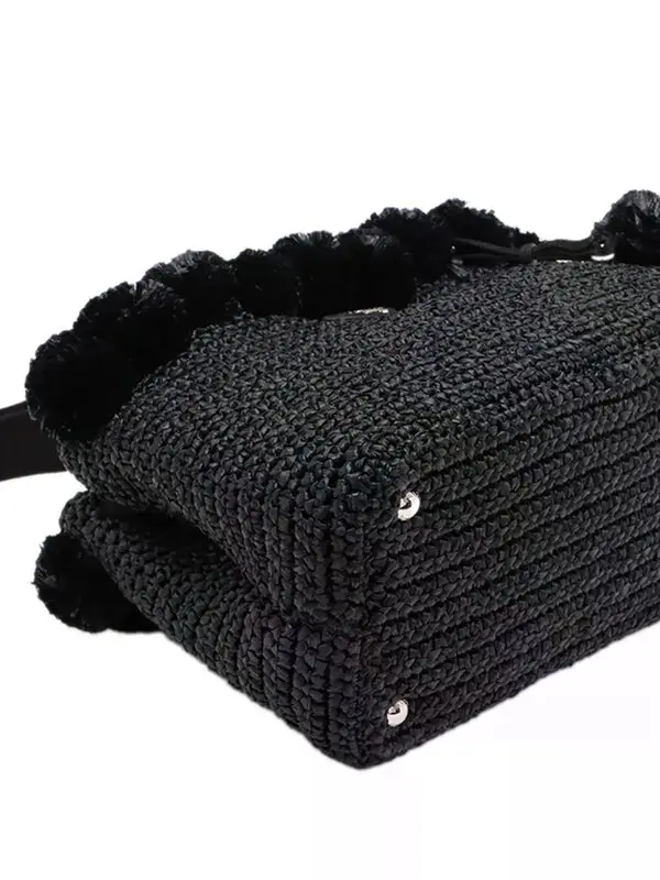 Prada 2019-2026 Small Raffia Pompom Satchel