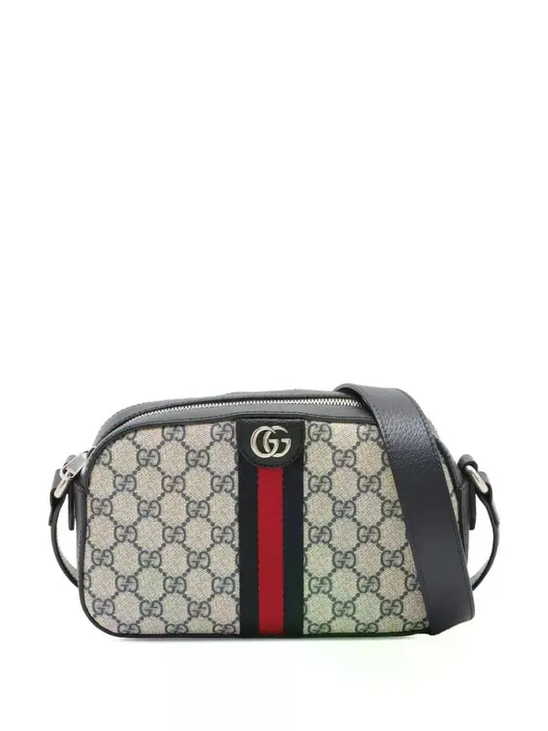 Gucci 2000-2015 Small Gg Supreme Textured Calfskin Web Ophidia Camera Bag Crossbody Bag - Neutrals