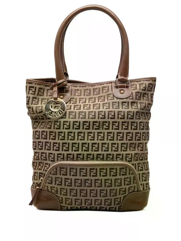 Fendi 2000-2010 Zucchino Canvas Chef Front Pocket Shopping Tote Bag - Neutrals