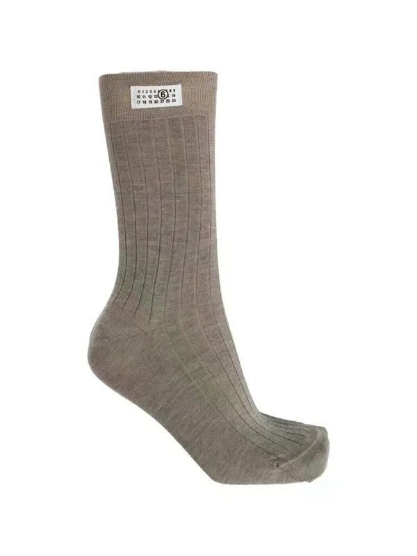 MAISON MARGIELA Logo-patch Ribbed-knit Socks