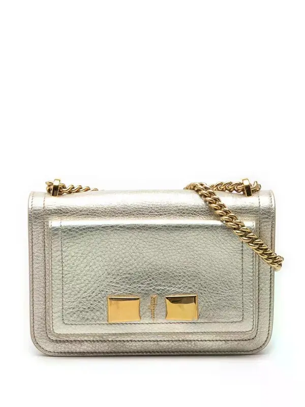 FERRAGAMO 2000-2026 Small Metallic Leather Ginevra Shoulder Bag - Gold