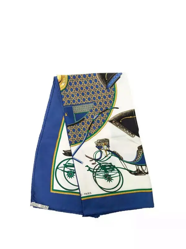 Hermès 2000-2026 Les Voitures A Transformation Silk Scarf 90 Scarves - Blue