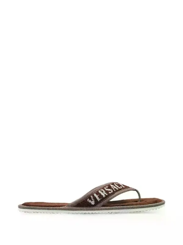 Versace Logo-embroidered Terry Flip Flops