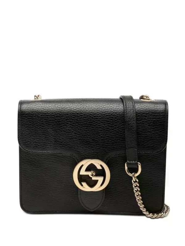 Gucci 2000-2015 Small Dollar Calfskin Interlocking G Crossbody Bag - Black