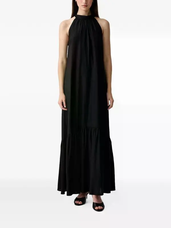 VICOLO Halterneck Tiered Maxi Dress - Black