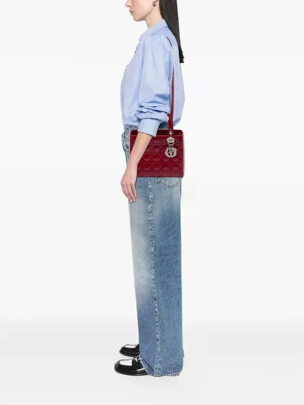 Dior Patent Cannage Lady Satchel - Red