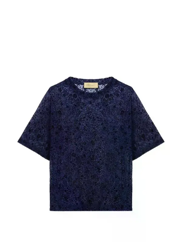 Momoni Floral-flocked T-shirt - Blue