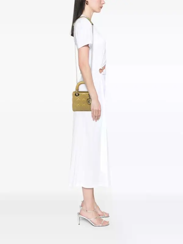 Dior 2019 Mini Lambskin Cannage Lady Satchel - Brown