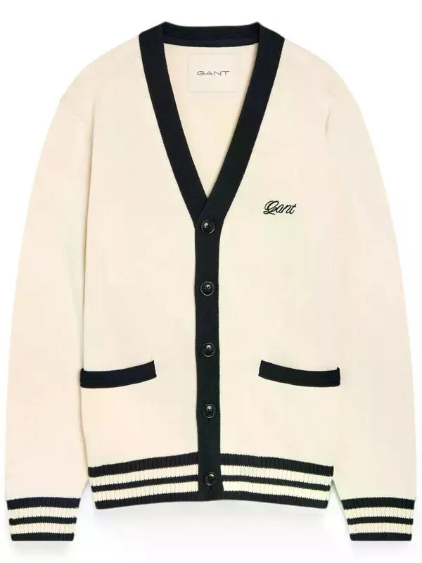 Gant V-neck Button-up Cardigan - Neutrals
