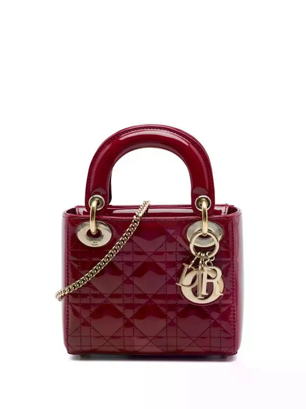 Dior 2017 Mini Patent Cannage Lady Satchel - Red