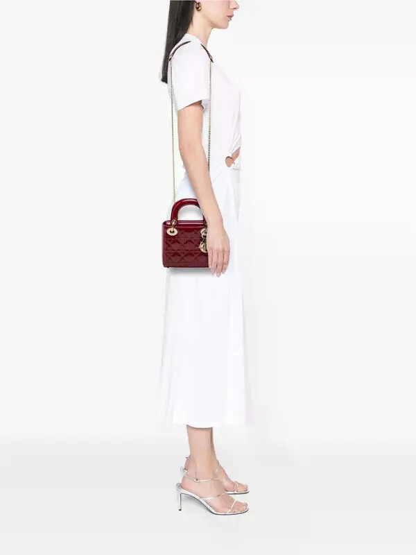 Dior Patent Cannage Lady Satchel - Red