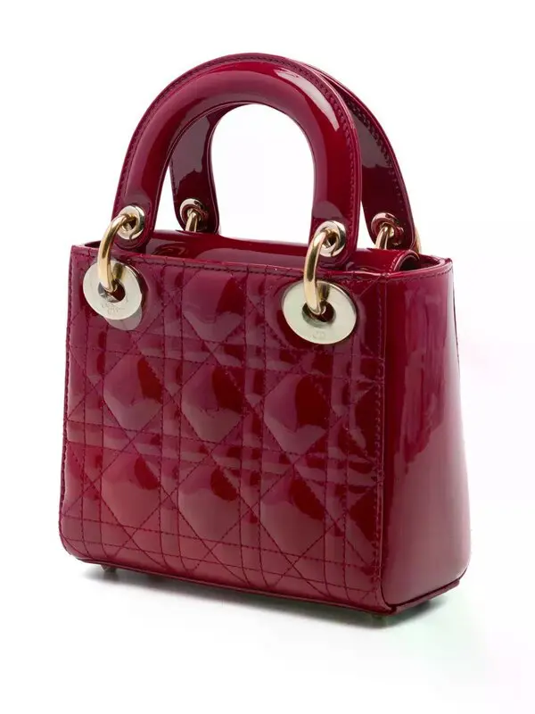 Dior Patent Cannage Lady Satchel - Red