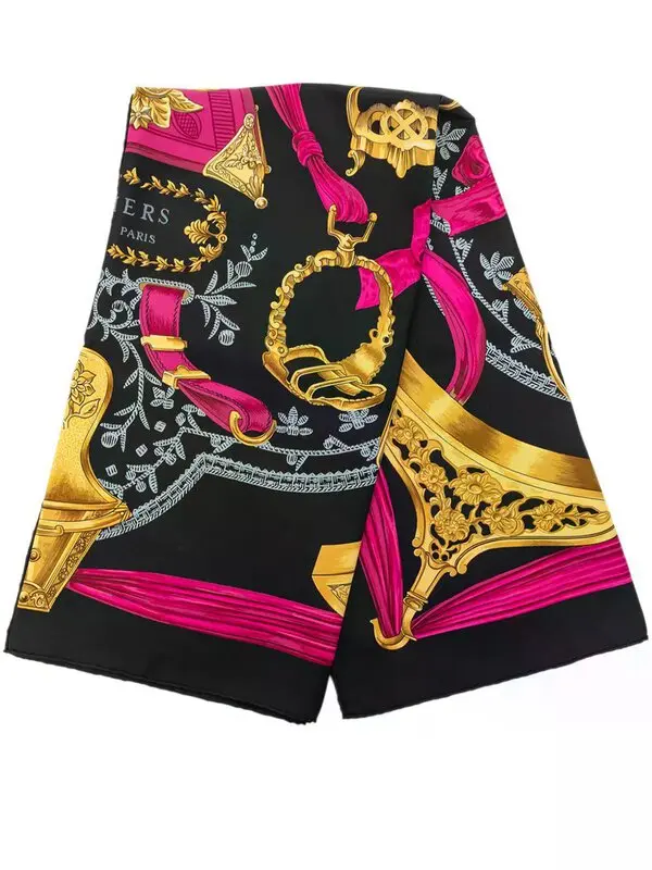 Hermès 1990-2014 Etriers Silk Scarf 90 Scarves - Black