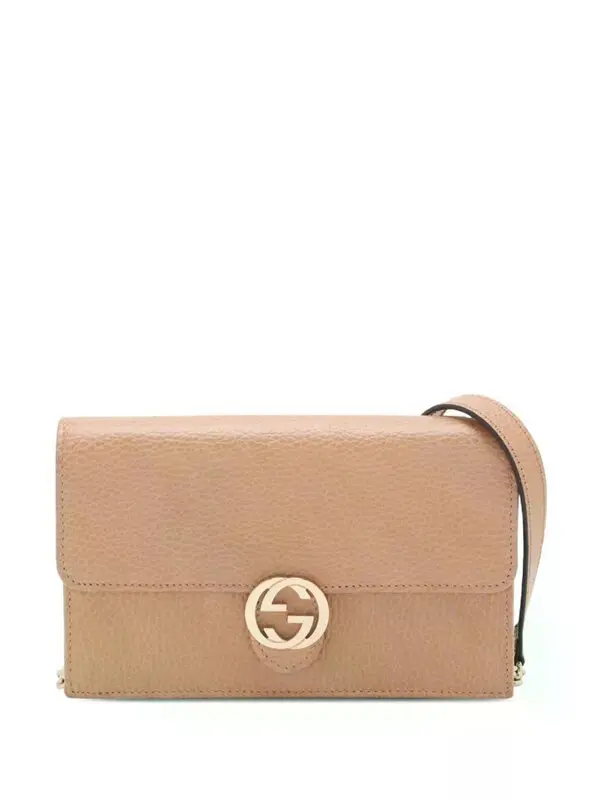 Gucci 2000-2026 Dollar Calfskin Interlocking G Wallet On Chain Crossbody Bag - Brown