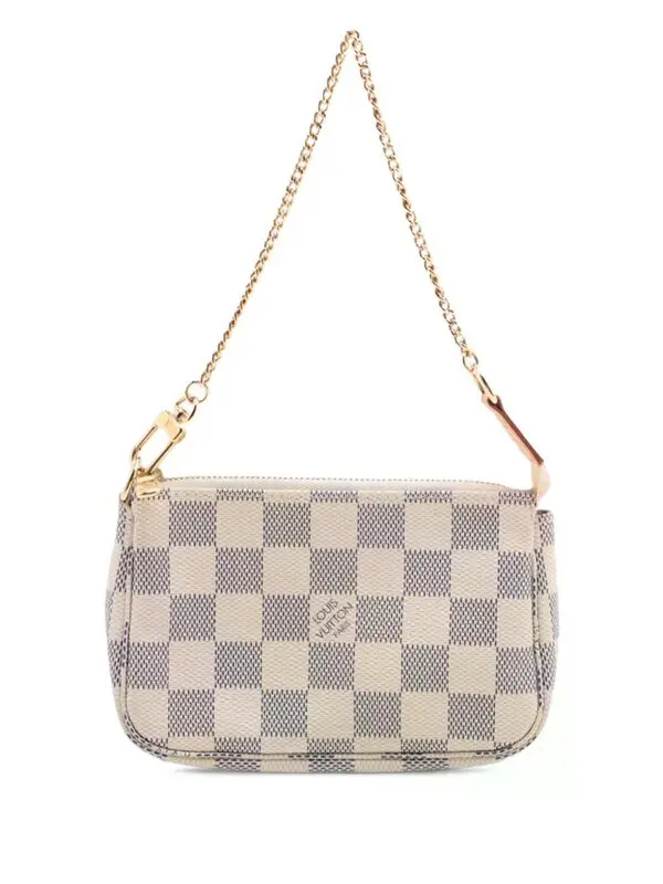 LOUIS VUITTON 2007 Damier Azur Mini Pochette Accessoires Handbag - White