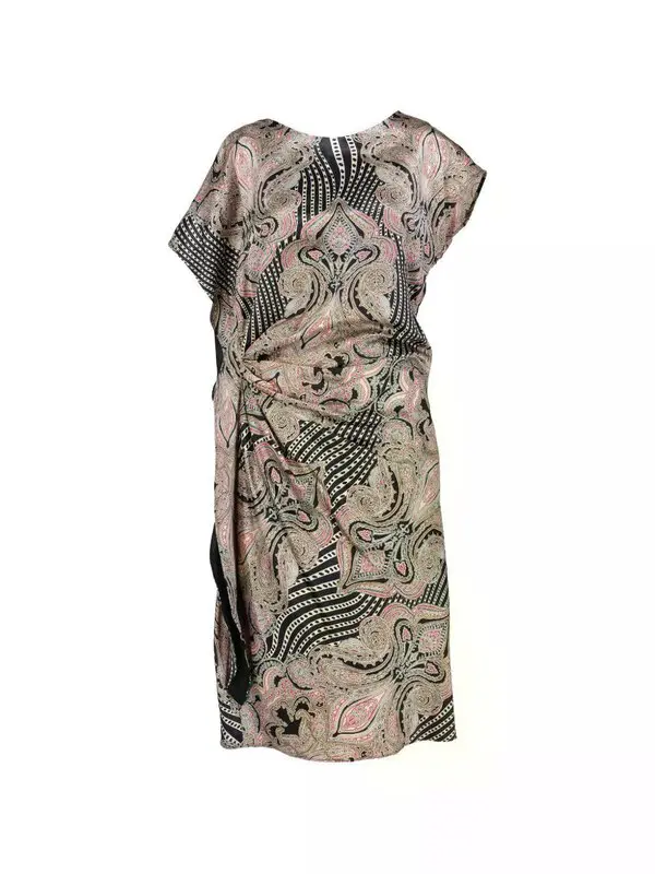Etro Paisley-print Draped Mini Dress - Black
