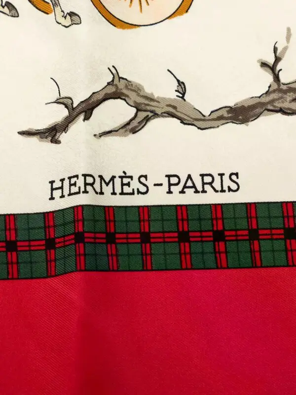 Hermès 20th Century L Hiver En Poste Silk Scarf 90 Scarves - Red