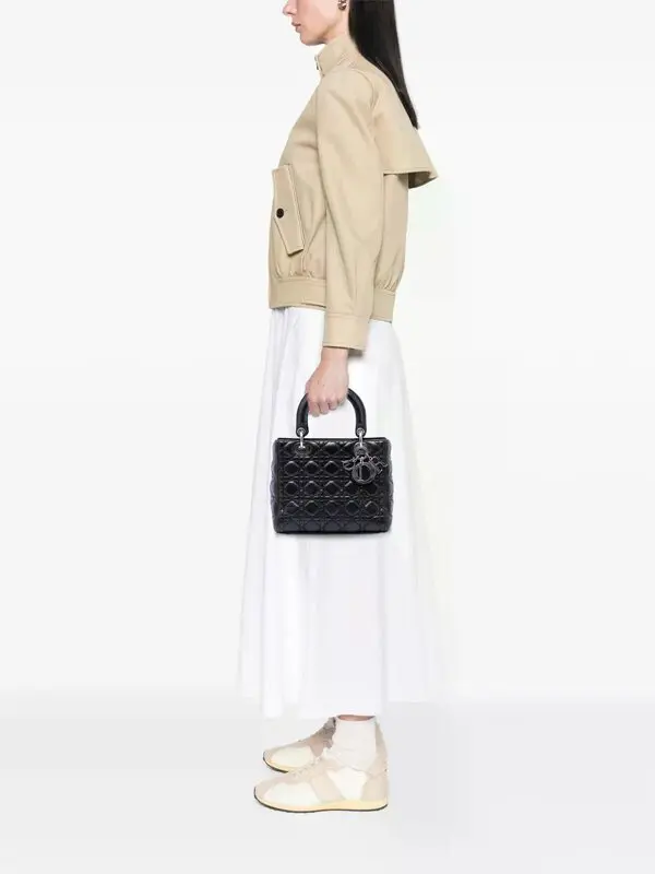 Dior Lambskin Cannage Lady Satchel - Black