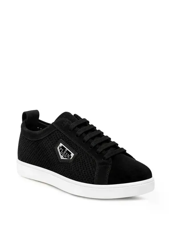 Philipp Plein Perforated Suede Low-top Sneakers - Black