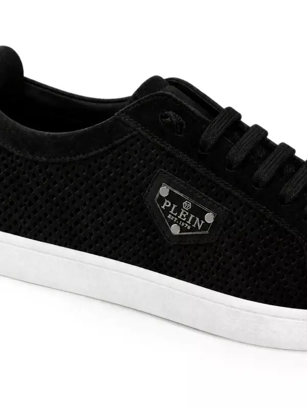 Philipp Plein Perforated Suede Low-top Sneakers - Black