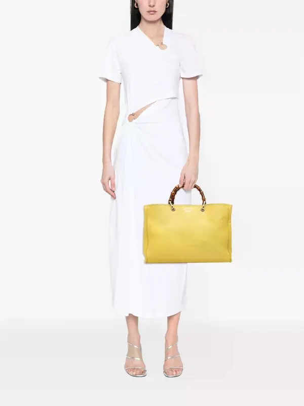 Gucci Calfskin Bamboo Shopper Satchel - Yellow