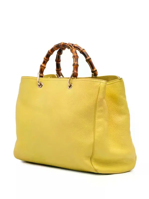Gucci Calfskin Bamboo Shopper Satchel - Yellow