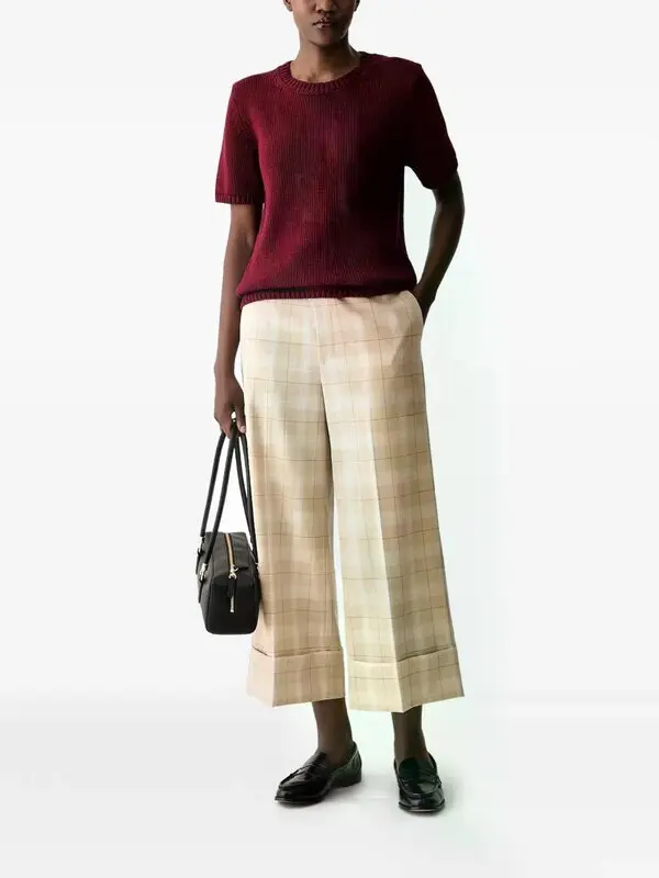 MOS MOSH Ribbed-trim Short-sleeved Sweater