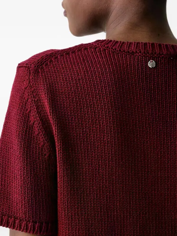 MOS MOSH Ribbed-trim Short-sleeved Sweater